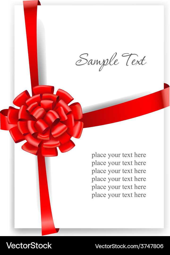 Greeting card with a red ribbon Royalty Free Vector Image
