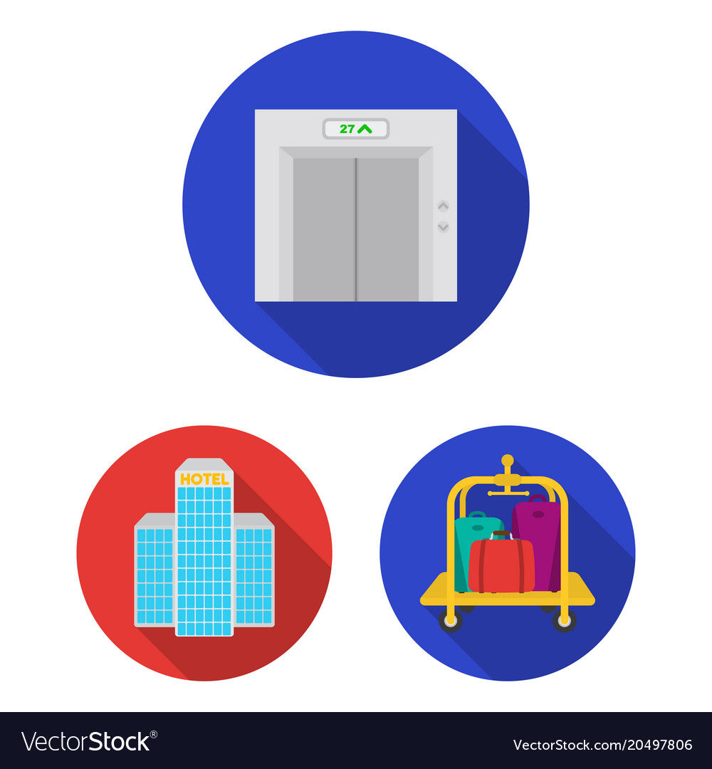 Hotel and equipment flat icons in set collection Vector Image