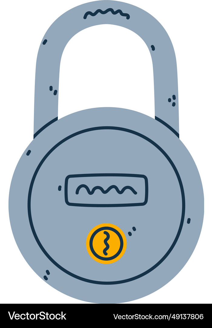 Metallic padlock as portable lock with shackle Vector Image