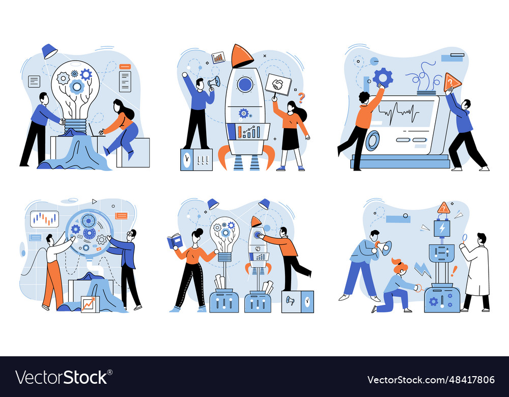 Team solving problems teamwork problem Royalty Free Vector Team solving problems teamwork problem Royalty Free Vector