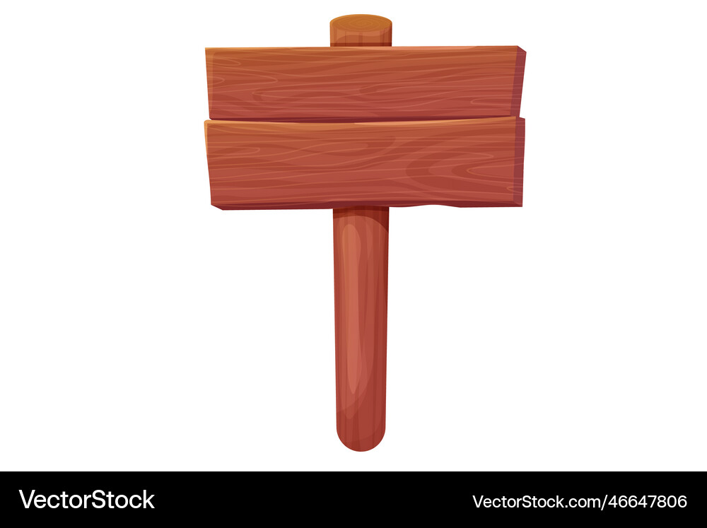 Wooden signboard plank frame on stick textured Vector Image