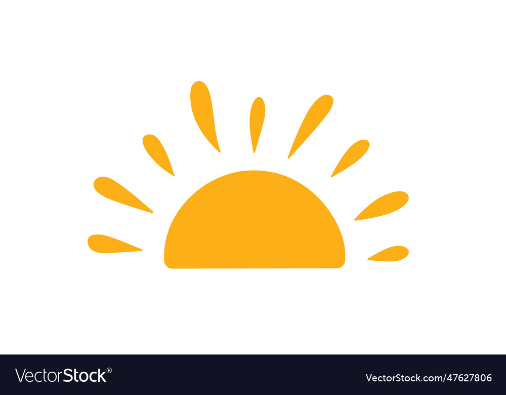Yellow half sun icon in doodle style hand drawn Vector Image