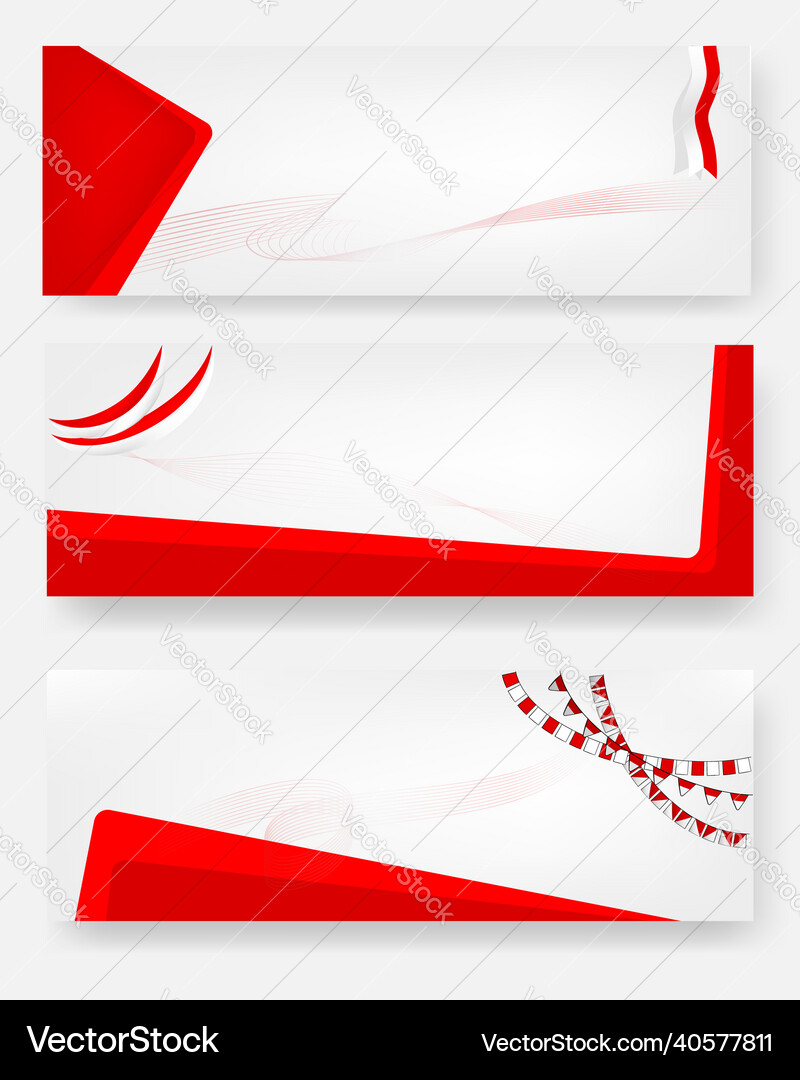 3 style blank template red and white banner Vector Image