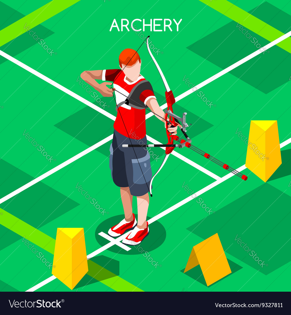 Archery 2016 summer games isometric 3d Royalty Free Vector
