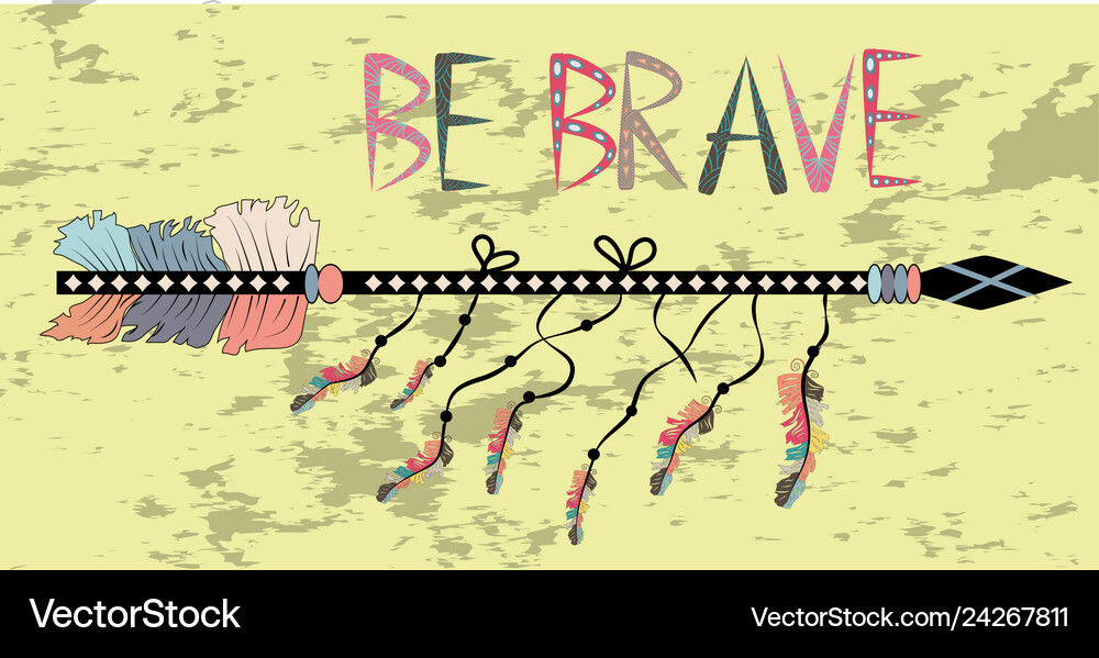 Be brave inspirational quote modern calligraphy Vector Image