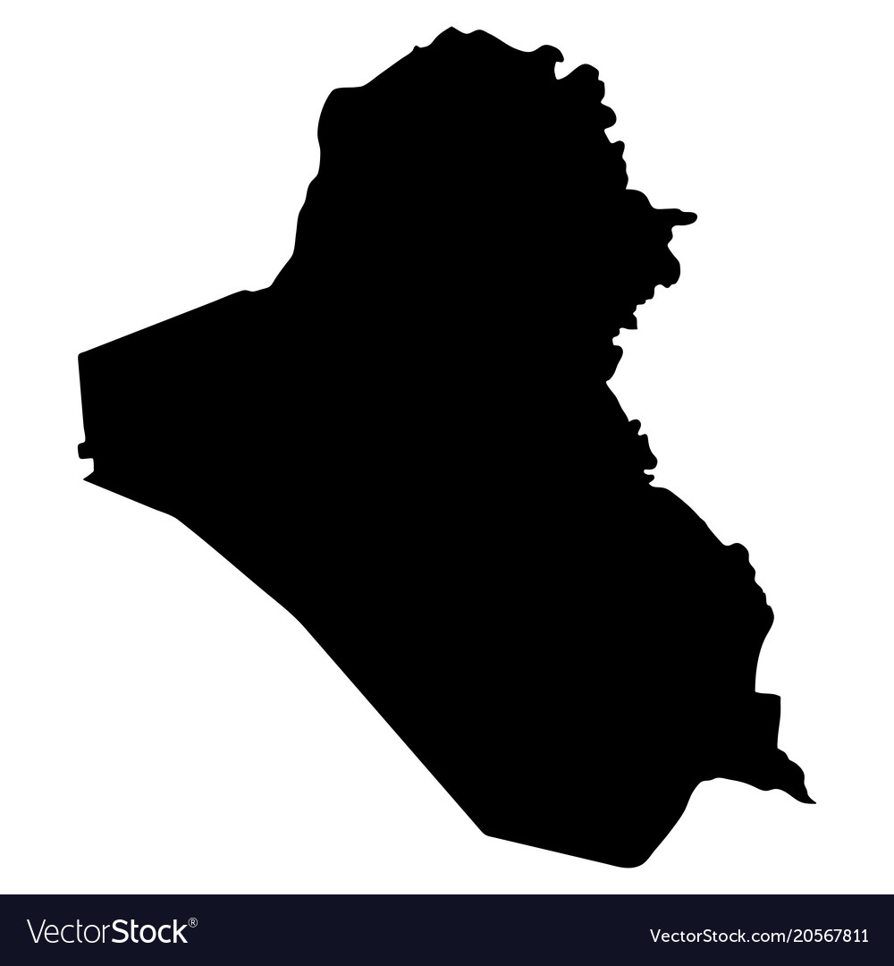 Black silhouette country borders map iraq Vector Image Black silhouette country borders map iraq Vector Image