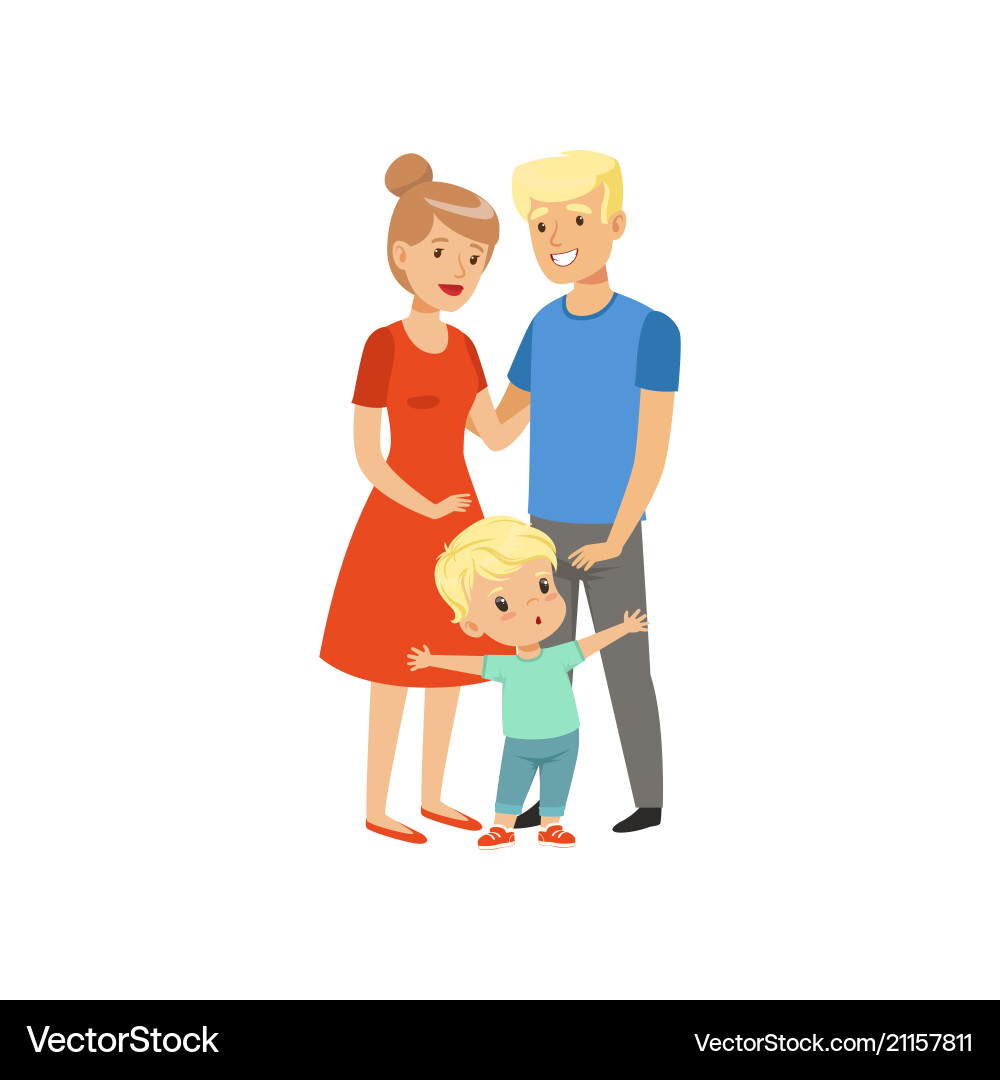 Brave little boy defending his parents Royalty Free Vector
