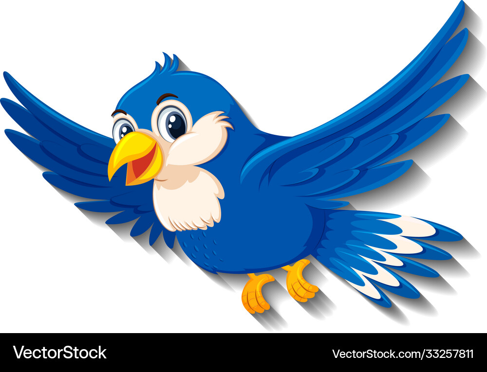 Cute blue bird cartoon character Royalty Free Vector Image