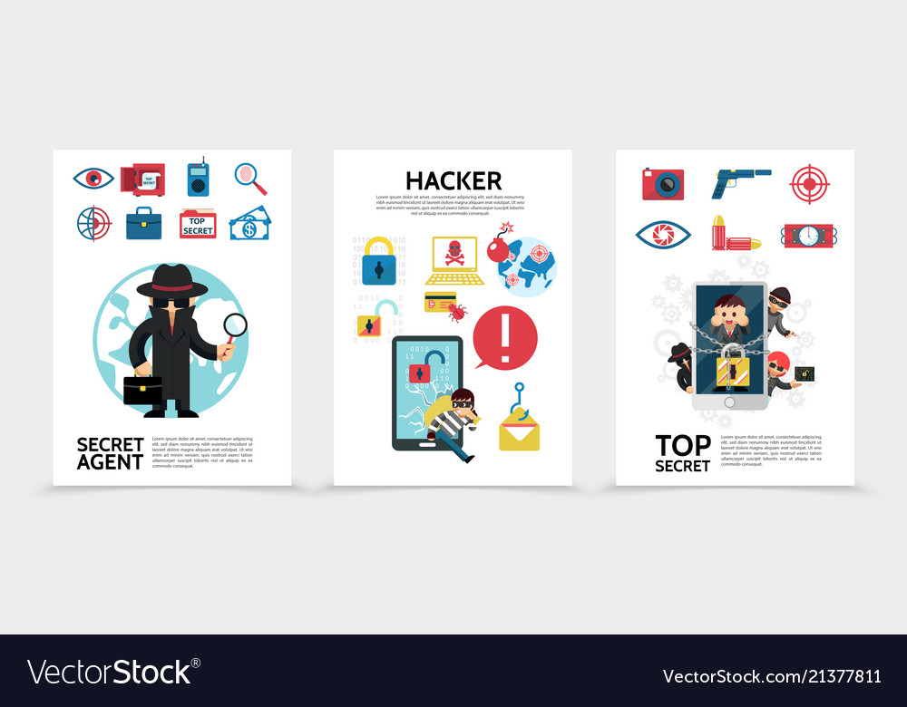 Flat hacking posters Royalty Free Vector Image