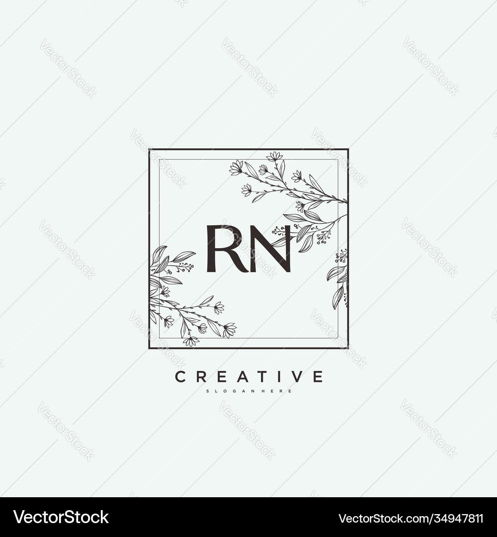 Rn beauty initial logo art handwriting Royalty Free Vector