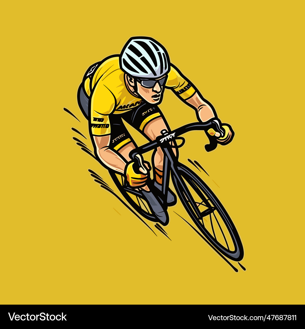 Road cyclist hand-drawn cyclist doodle style Vector Image