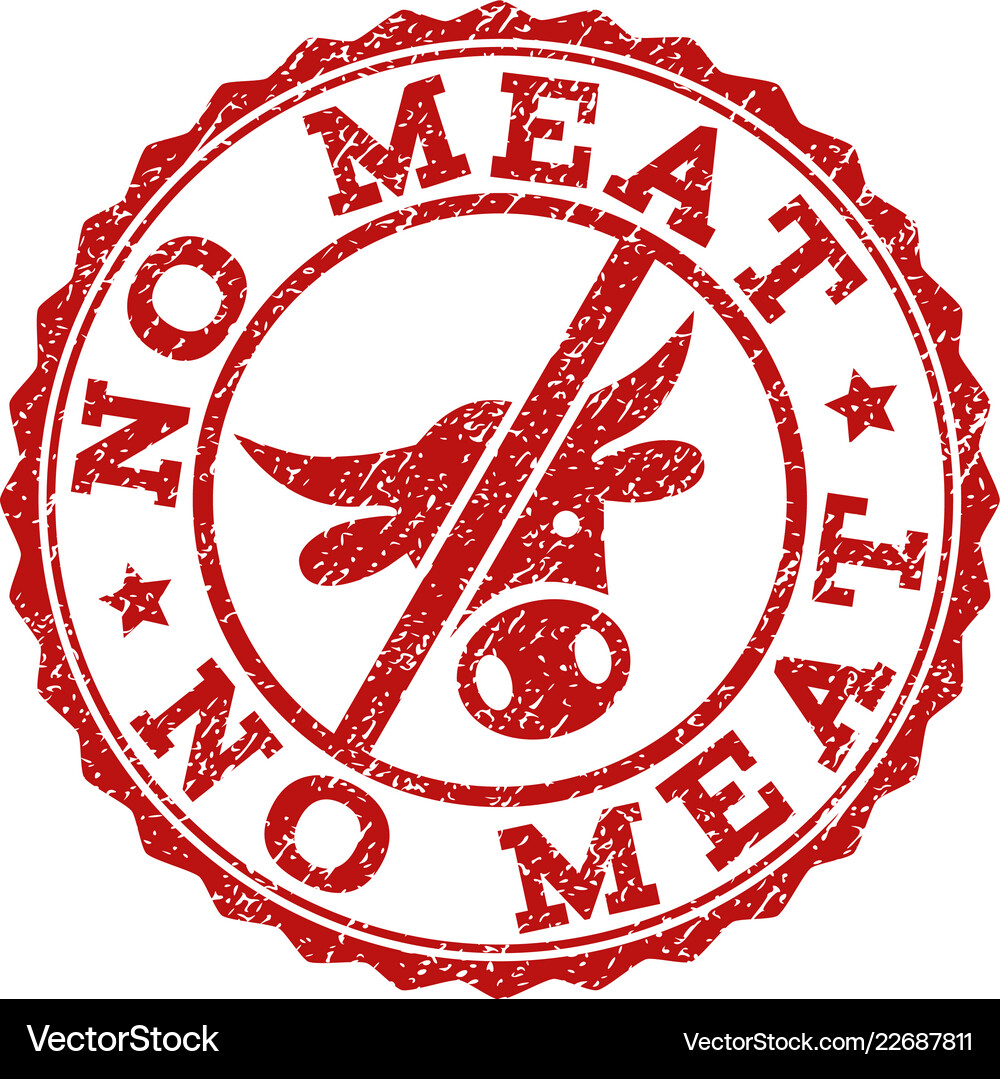 Scratched no meat stamp seal Royalty Free Vector Image