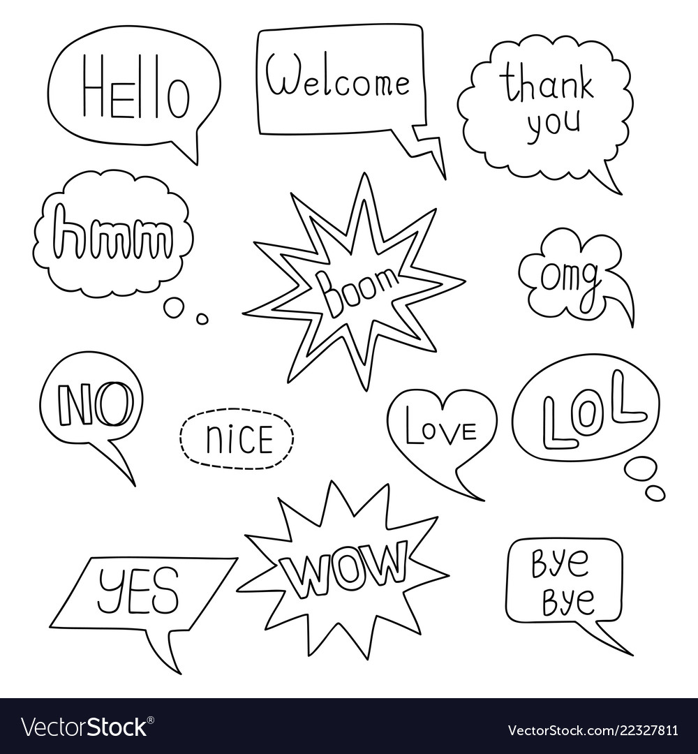 Speech bubble doodle set on white background Vector Image
