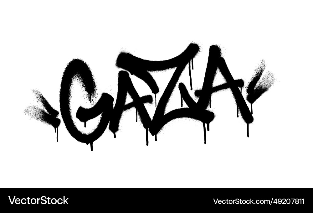Sprayed gaza font graffiti with overspray in black