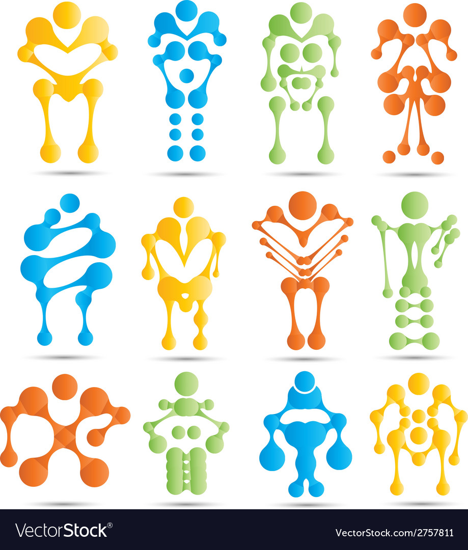Stylized robots and robotics icon set Royalty Free Vector