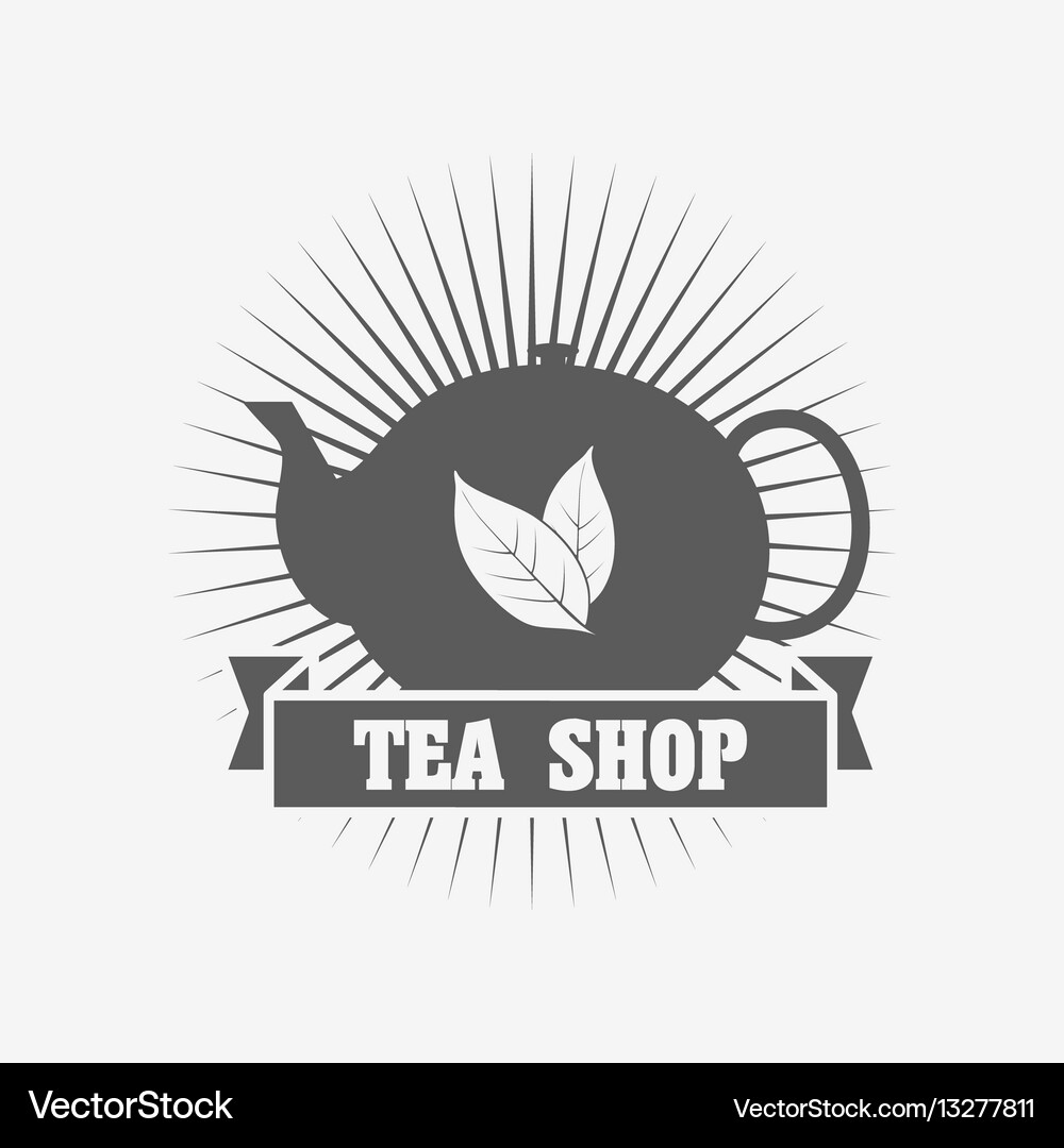 Tea shop logo or badge design template Royalty Free Vector