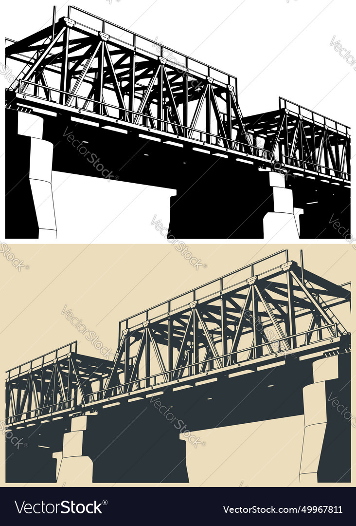 Truss railway bridge Royalty Free Vector Image