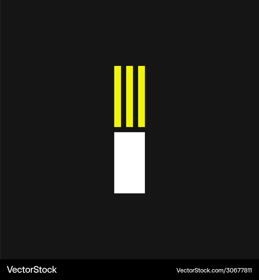 Yellow lines geometric logo letter i Royalty Free Vector