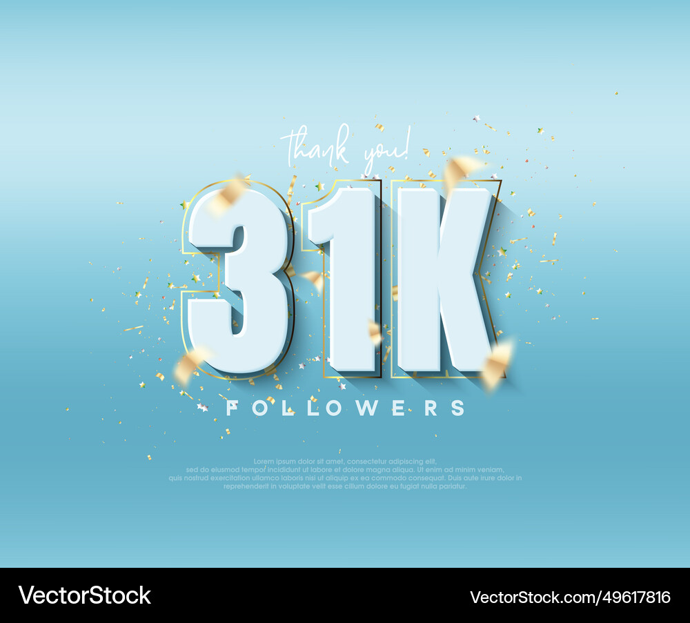 31k followers celebration with modern luxury Vector Image
