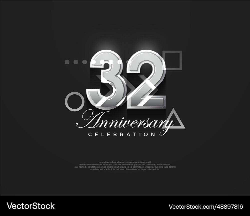 32nd anniversary number modern elegant and simple Vector Image