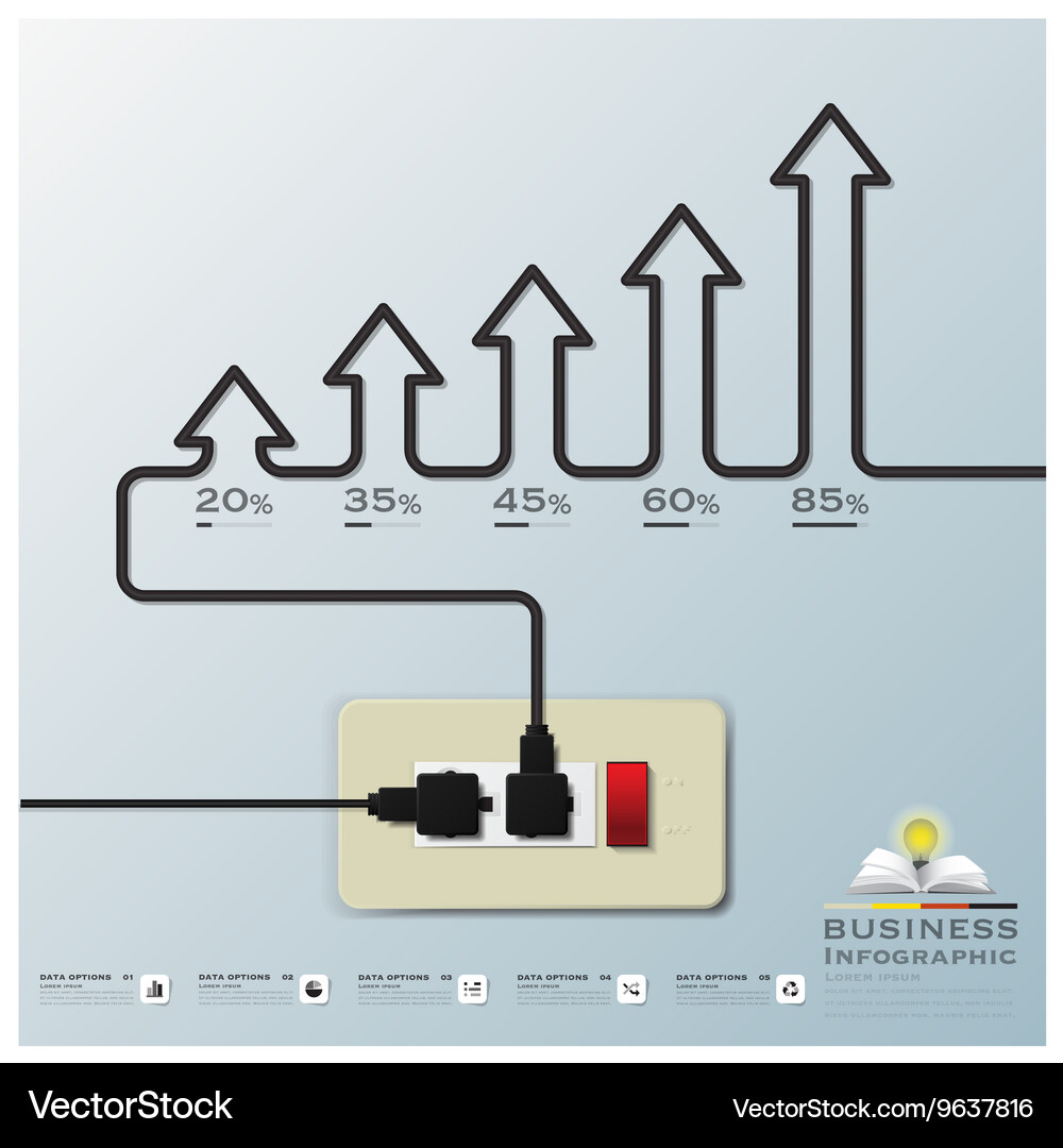 Arrow electric wire business infographic Vector Image