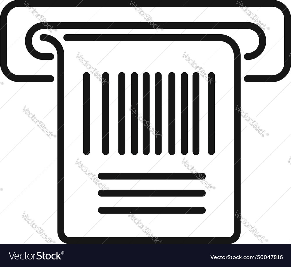 Bar code ticket icon outline scan receipt Vector Image
