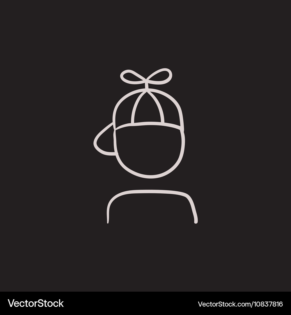 Boy in cap with propeller sketch icon Royalty Free Vector
