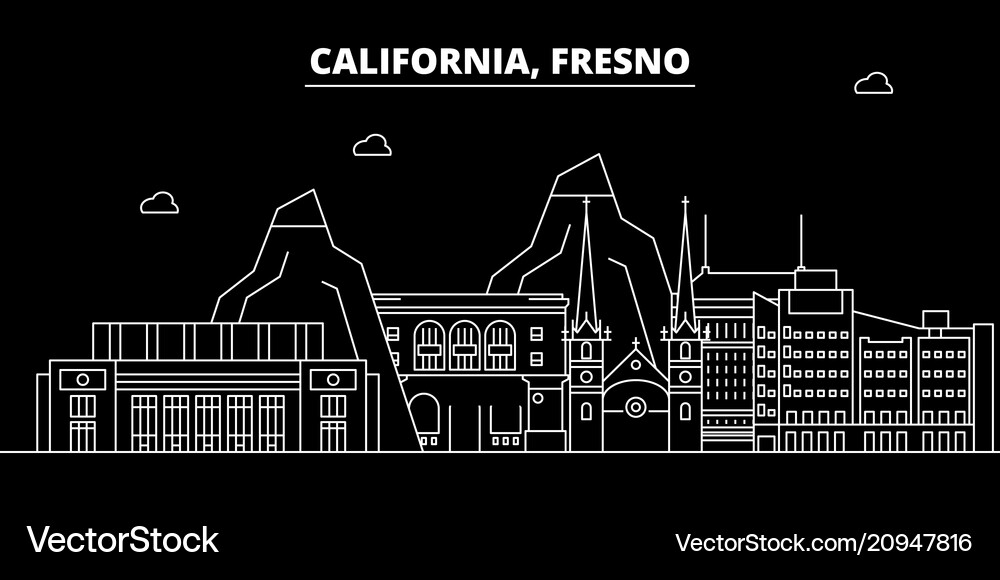 Fresno silhouette skyline usa Royalty Free Vector Image