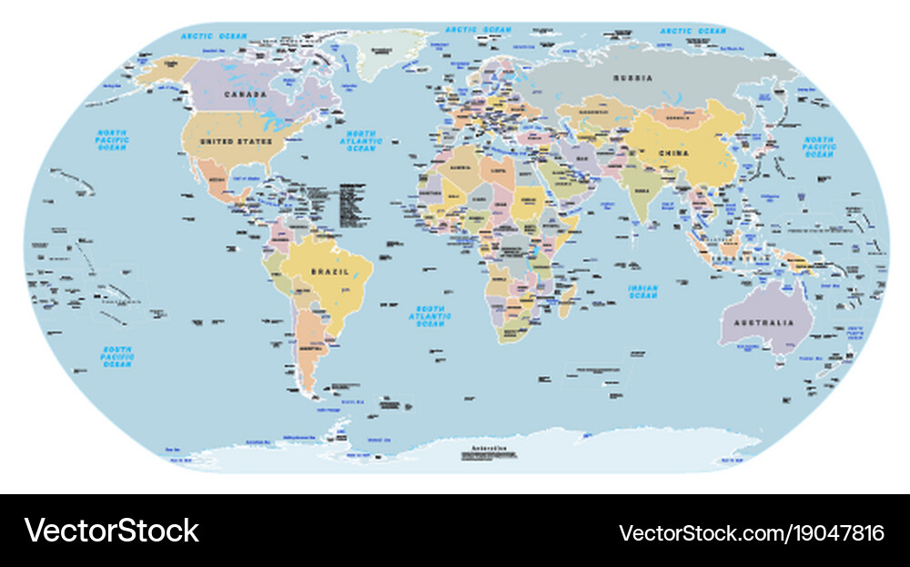 Highly detailed political world map eps 10 Vector Image