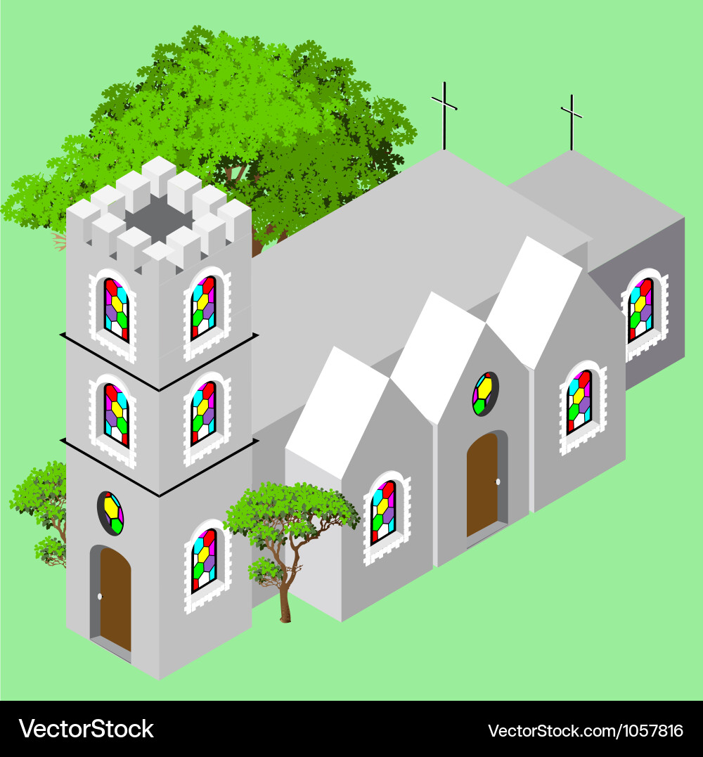 Isometric Castle Church Royalty Free Vector Image
