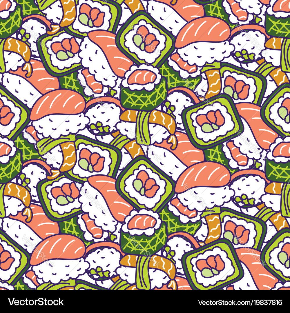 Japan food traditional seamless pattern Royalty Free Vector
