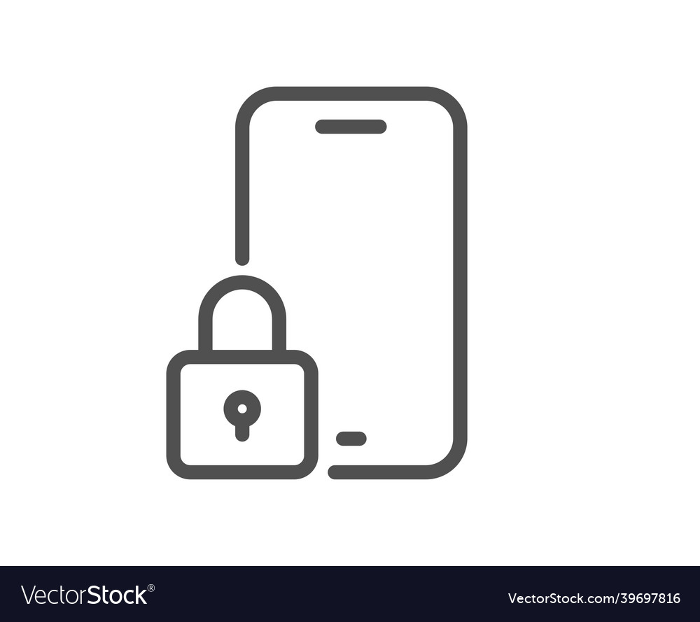 Lock line icon phone padlock sign Royalty Free Vector Image