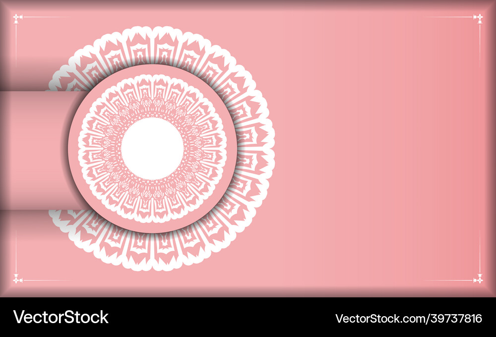 Pink background with indian white ornaments Vector Image