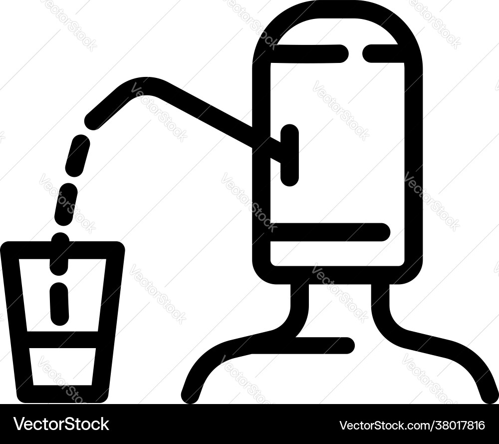 Plastic bottle water pump outline icon Royalty Free Vector