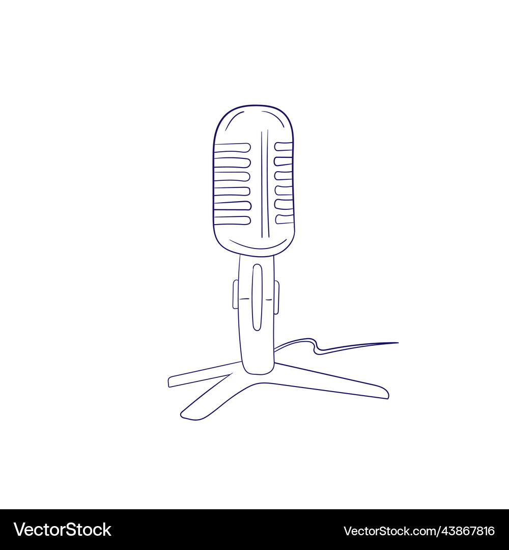 Podcast retro microphone isolated on white Vector Image