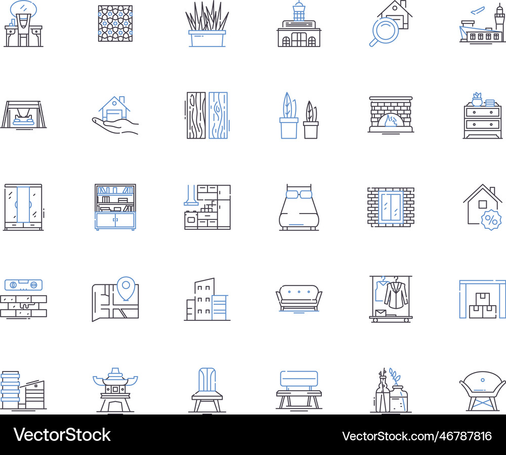 Refurbishment line icons collection renovation Vector Image