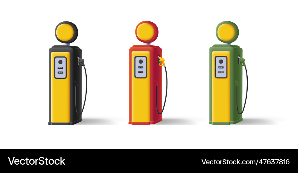 Retro style gas station with round Royalty Free Vector Image