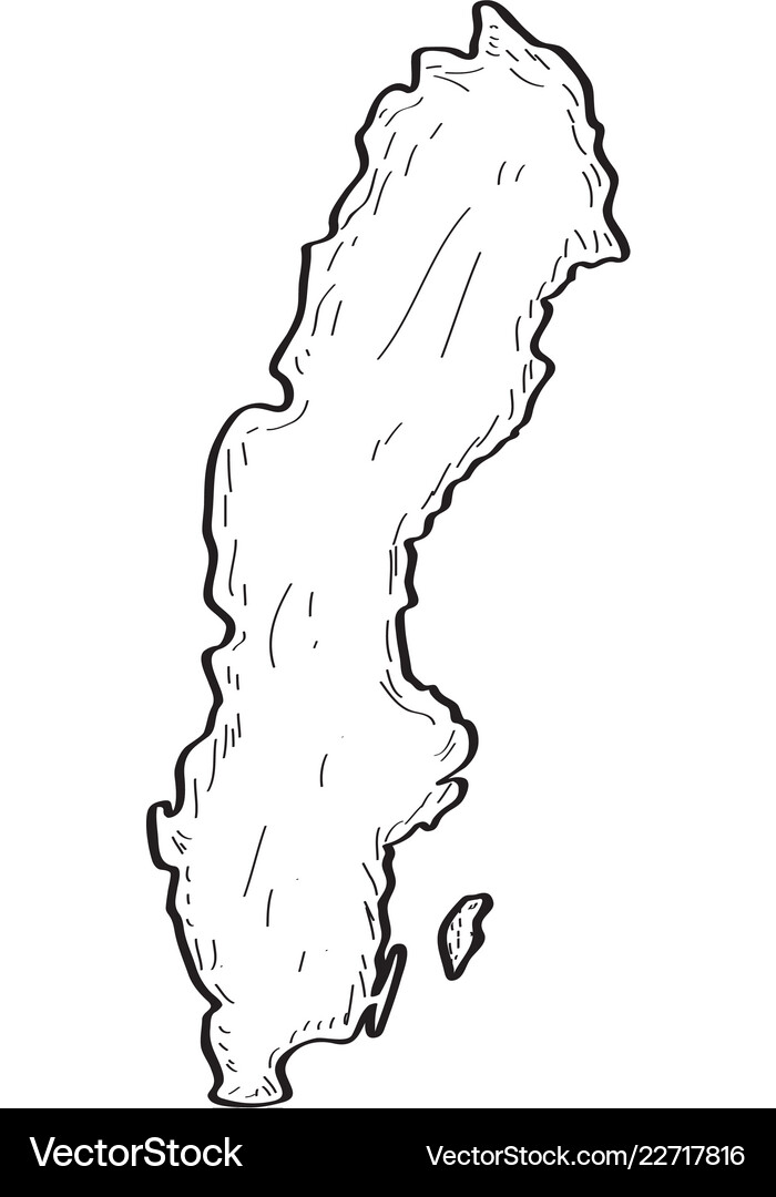 Sketch of a map sweden Royalty Free Vector Image