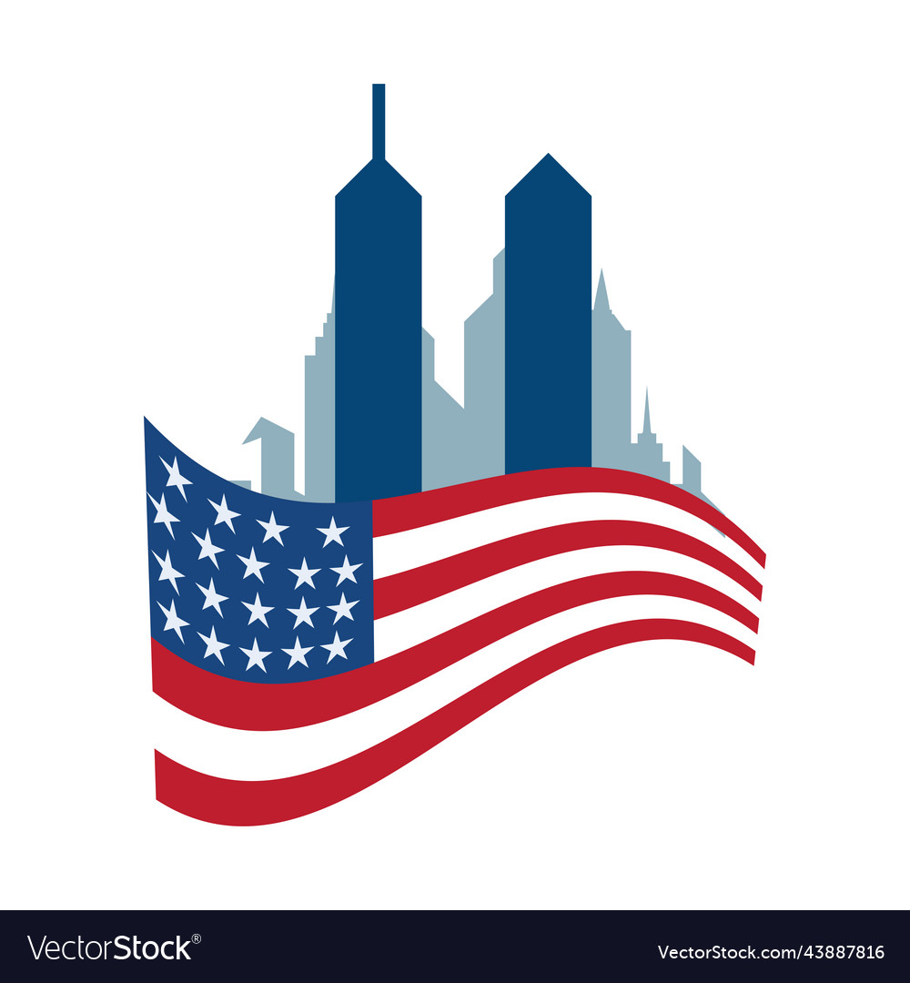 Twin tower patriot day icon design Royalty Free Vector Image