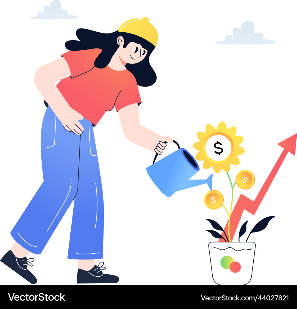 An of financial growth flat design Royalty Free Vector Image