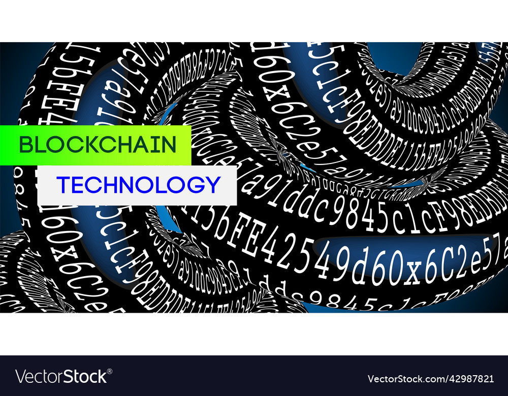 Blockchain technology coding background with sign Vector Image