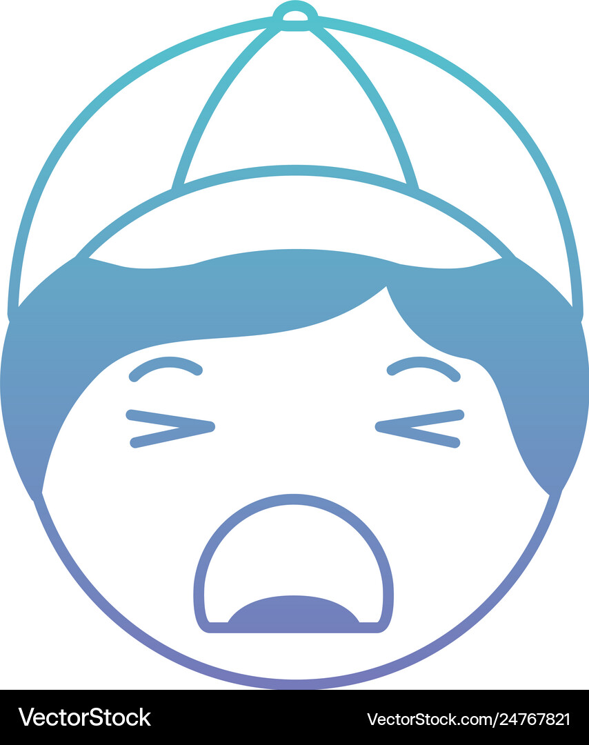 Cartoon sad man head kawaii character Royalty Free Vector