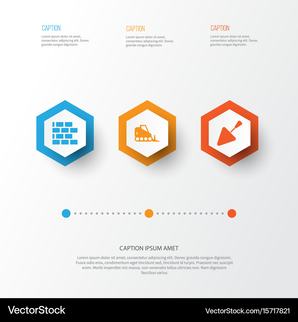 Construction icons set collection tractor Vector Image