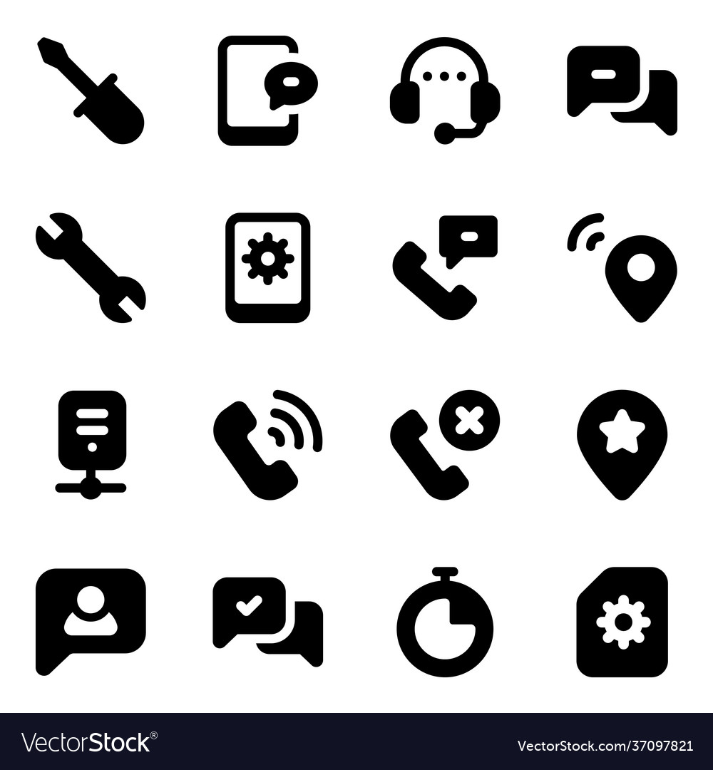 Customer service solid icons pack Royalty Free Vector Image