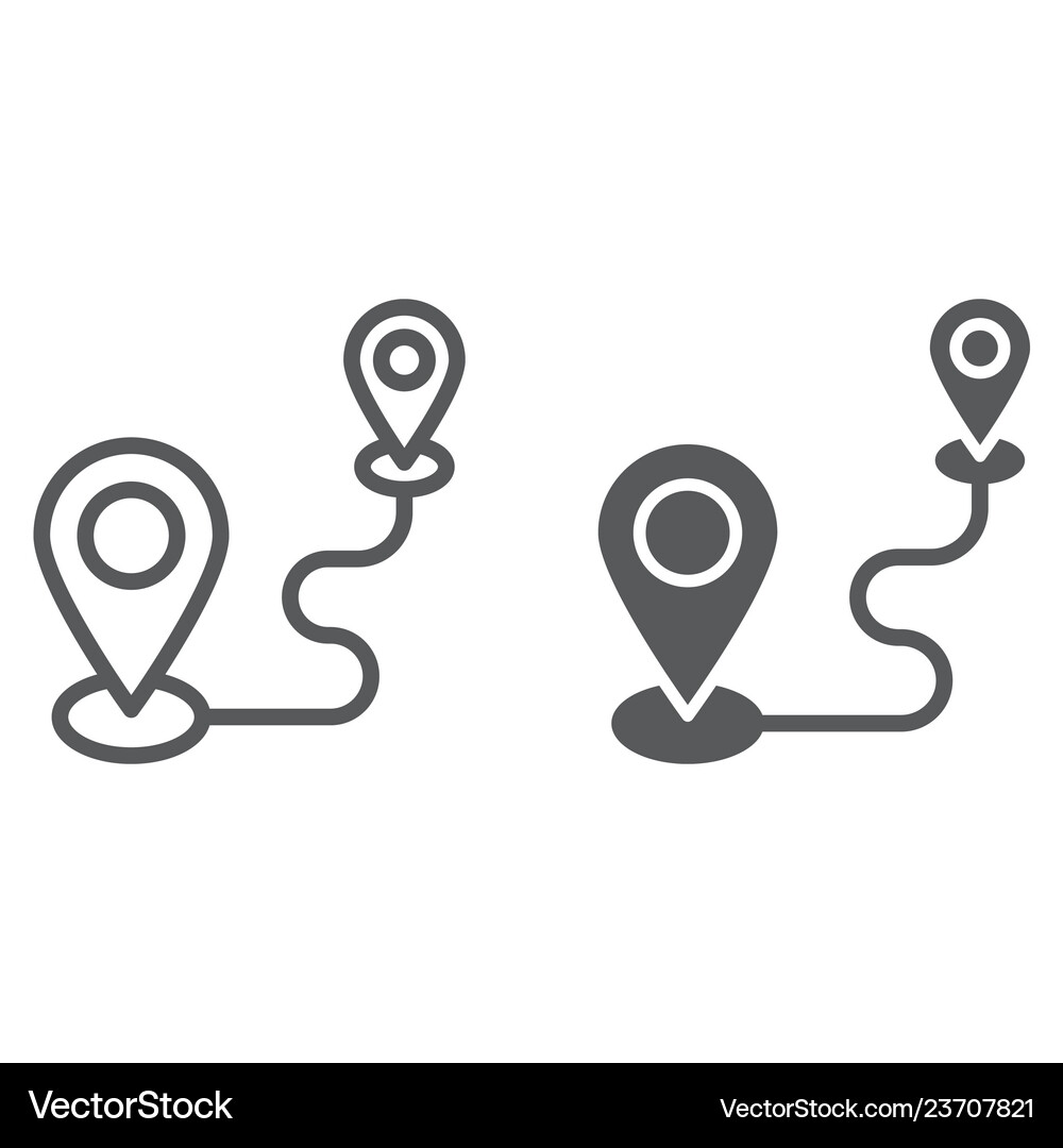 Destination line and glyph icon gps and location Vector Image