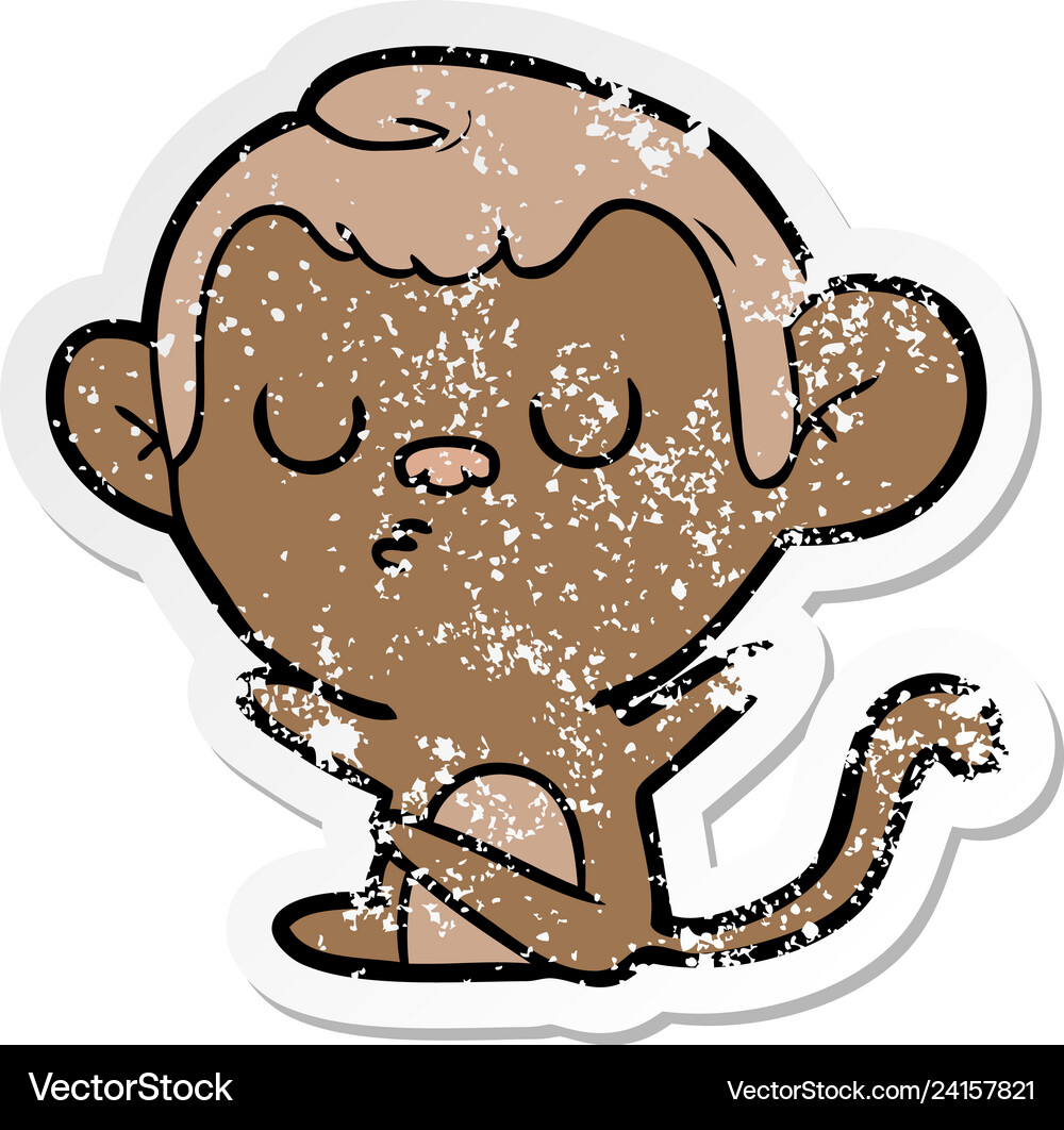 Distressed sticker of a cartoon monkey Royalty Free Vector