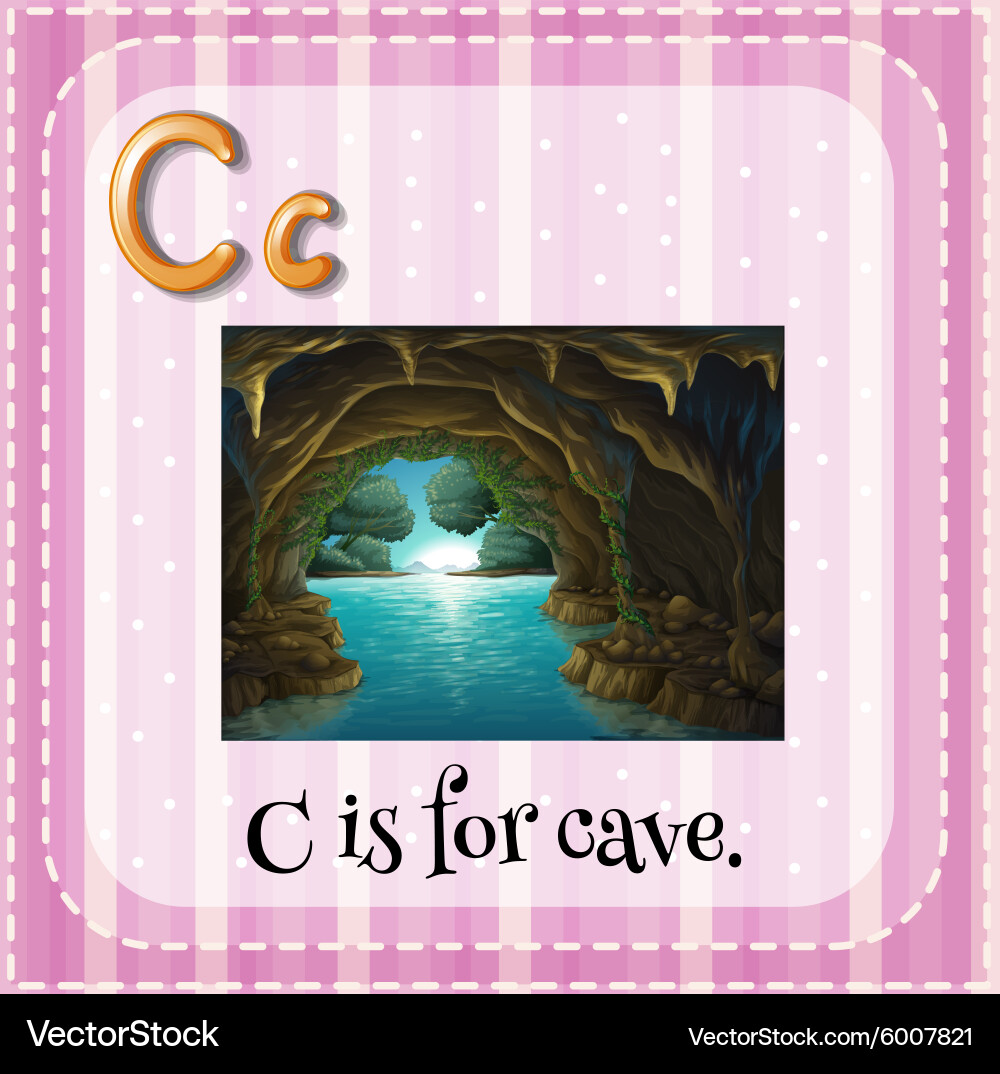 Flashcard letter c is for cave Royalty Free Vector Image