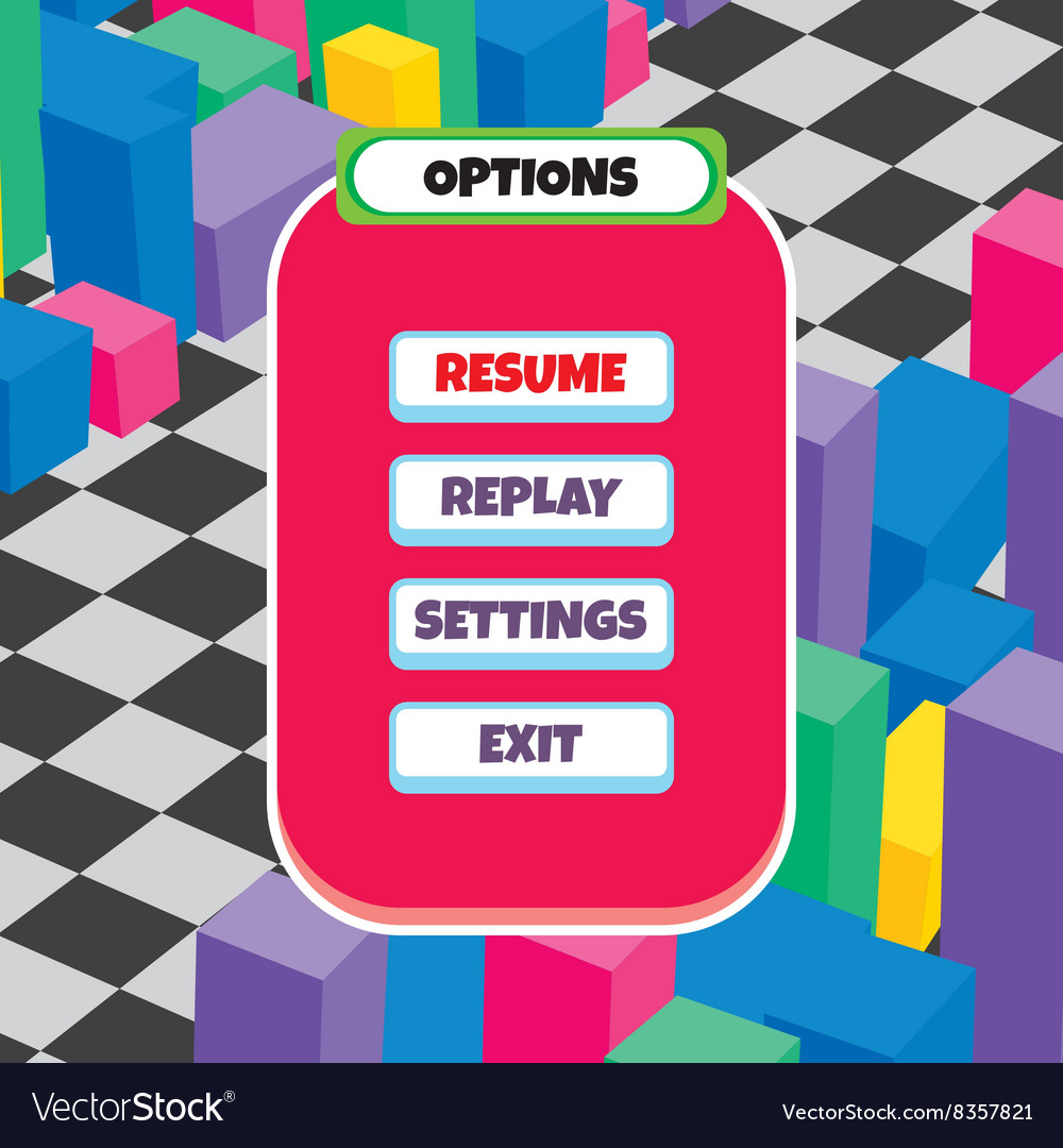 Game asset menu theme Royalty Free Vector Image