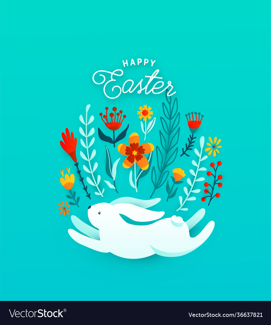 Happy Easter Bunny Greeting Royalty Free Vector Image