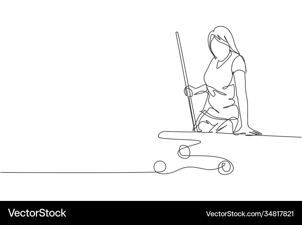 One continuous line drawing young beauty woman Vector Image